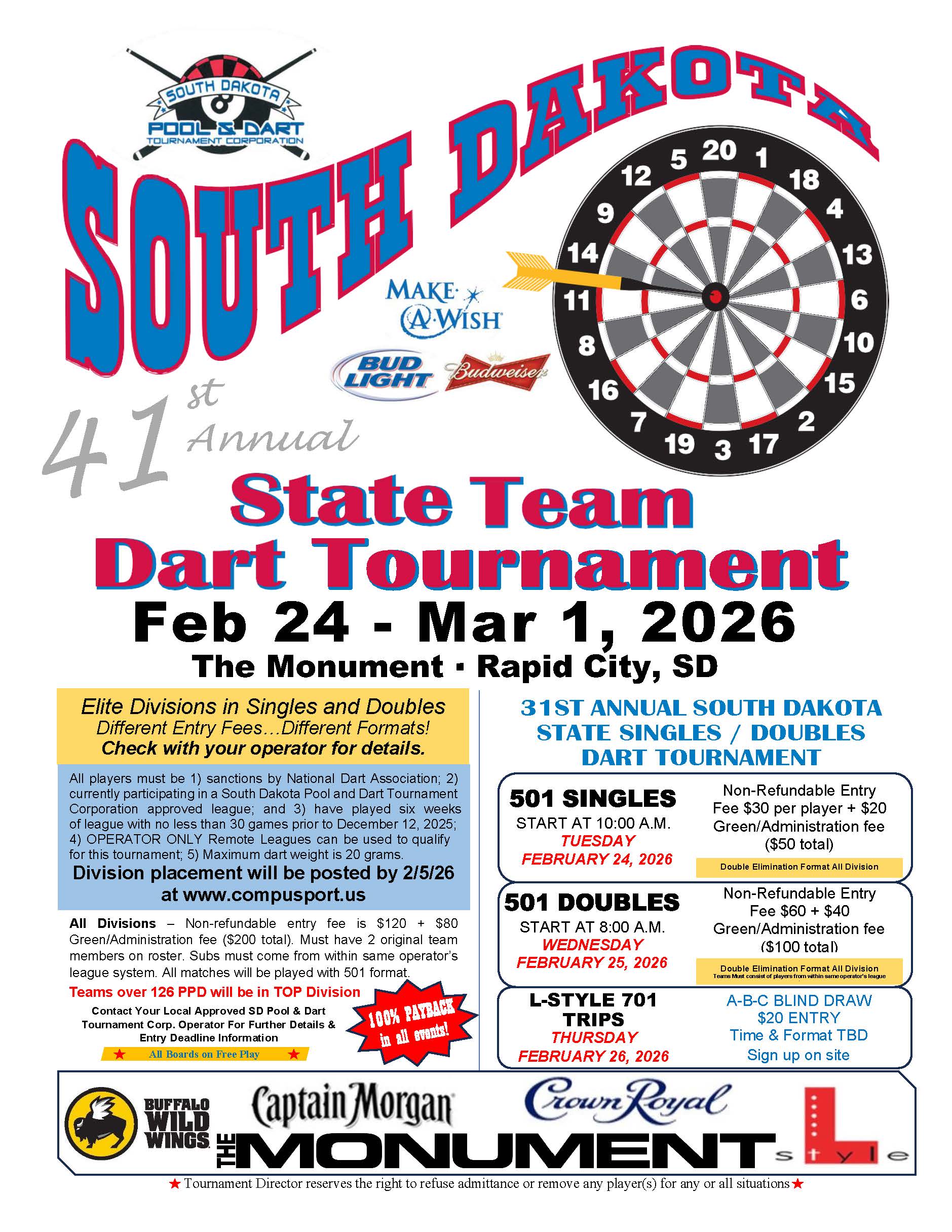 SD State Dart Tournament 2026 – United Games Inc.